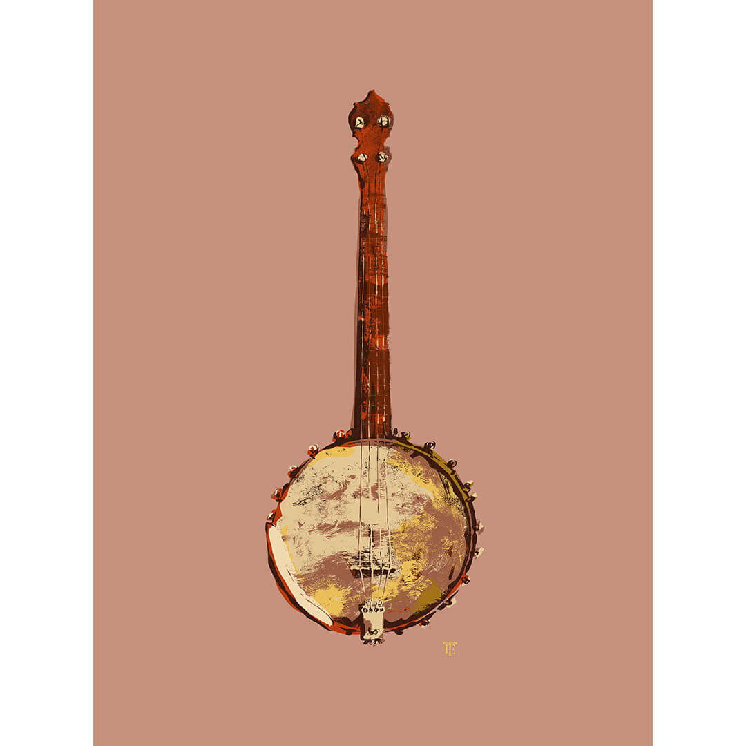 Banjo Art Print | Full Color – Elise Thomason Print Studio
