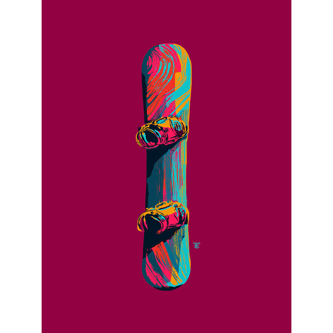 Snowboard Art Print | Modern Snowboard Poster in Bright Colors – Elise ...