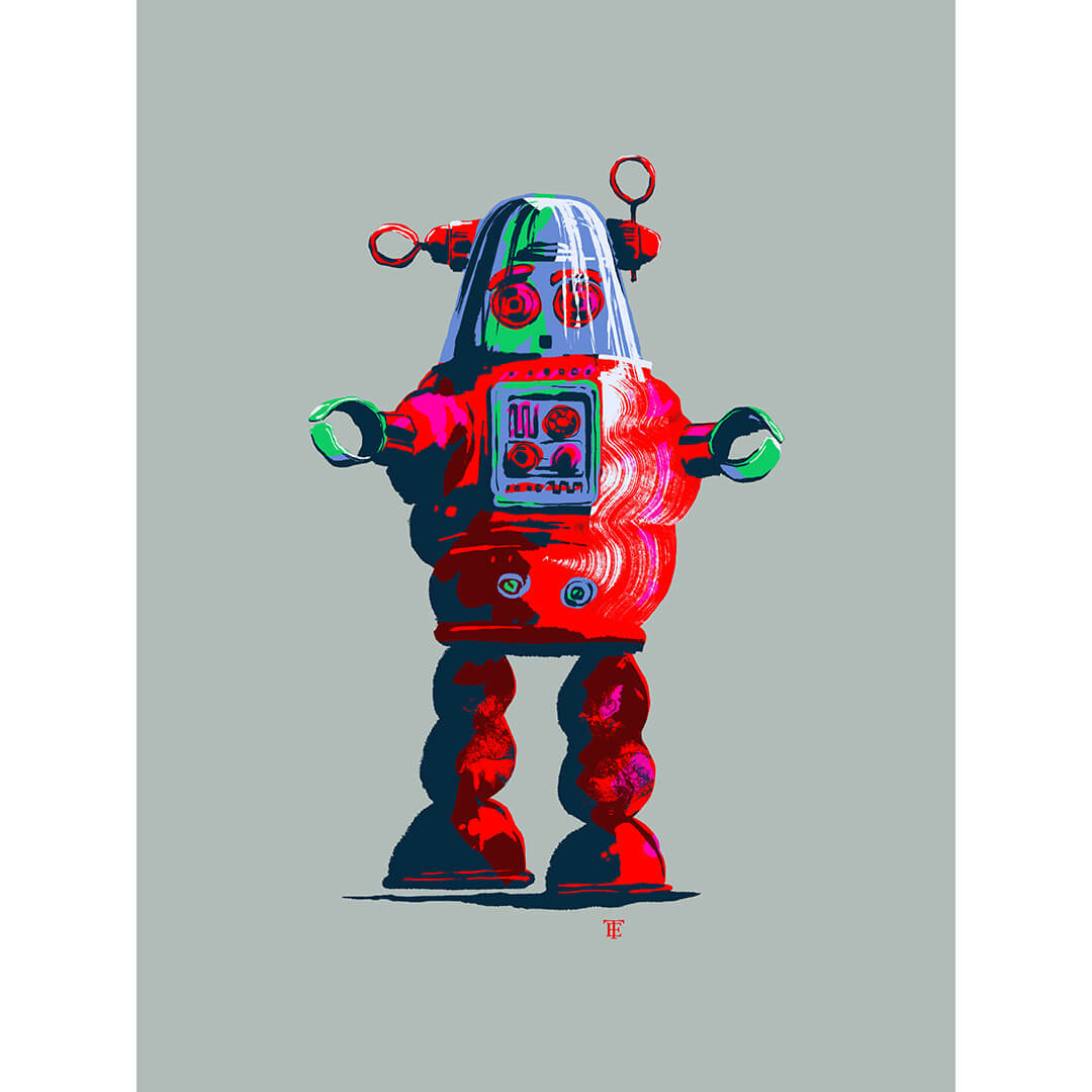 Space Robot Art Print | Pop Art Robot Poster for Cool Kid's Rooms ...