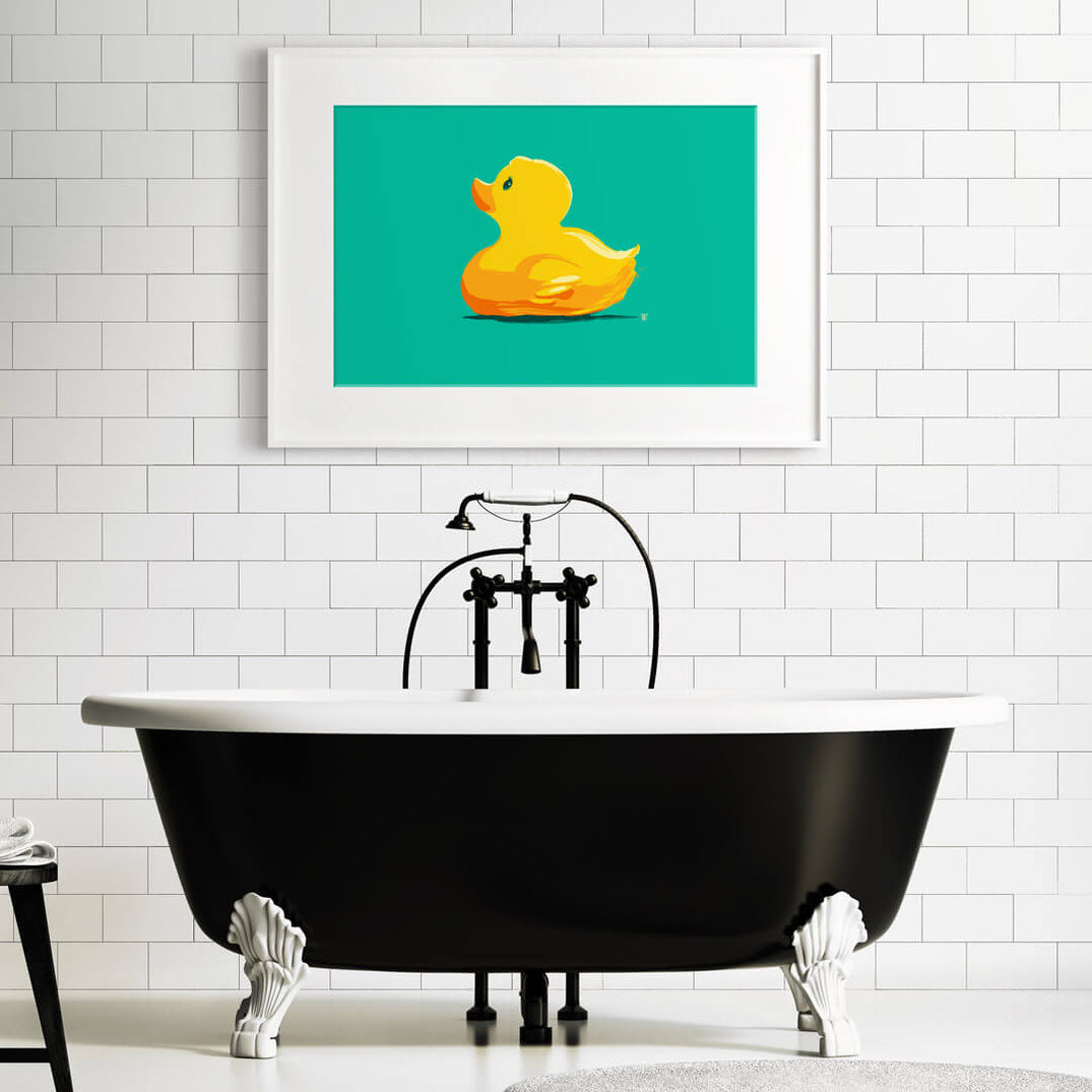 Rubber Duck Painting | Modern Bathroom Art Print | Duck Bathroom Decor ...