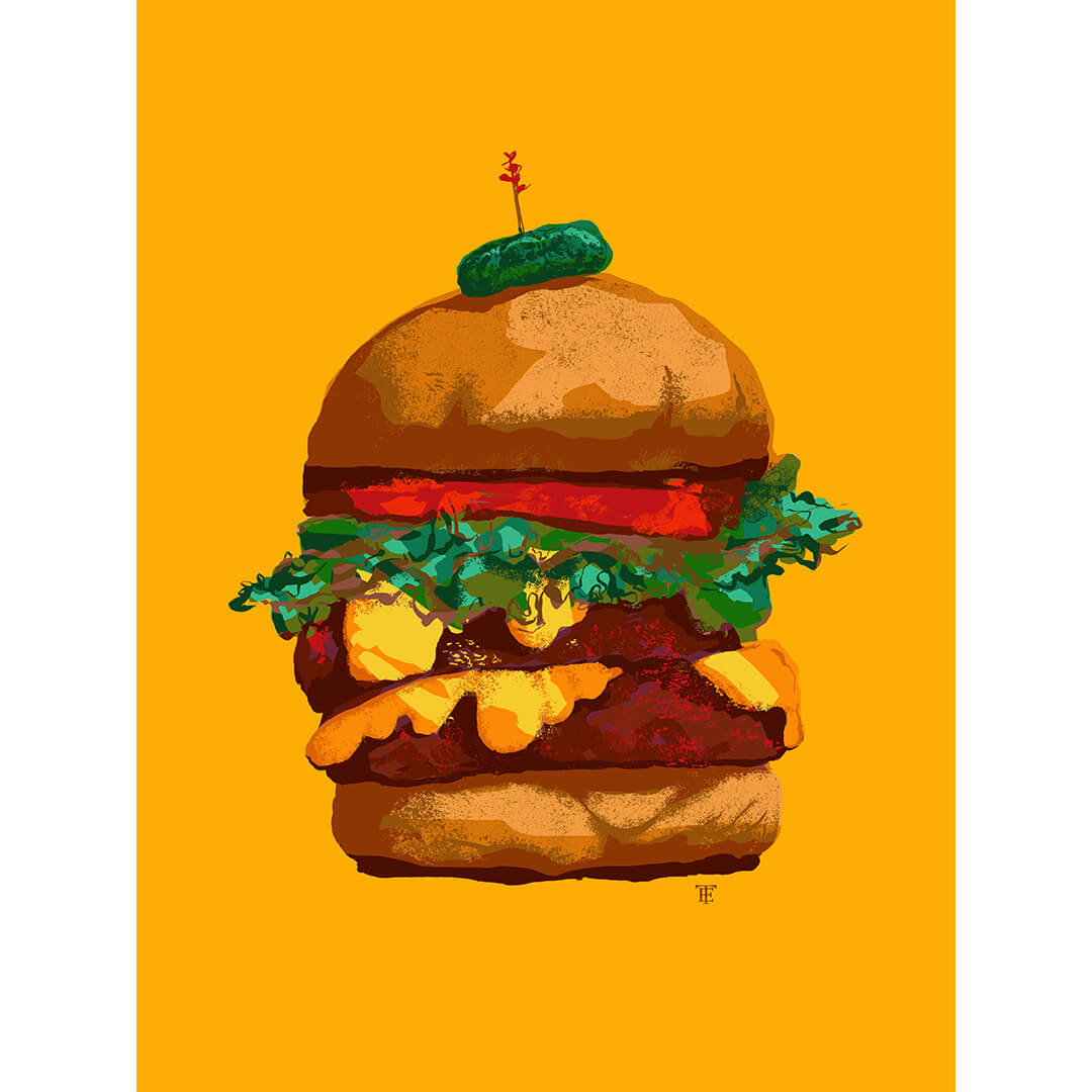 Modern Cheeseburger Art Print | Colorful Pop Art Burger Painting ...