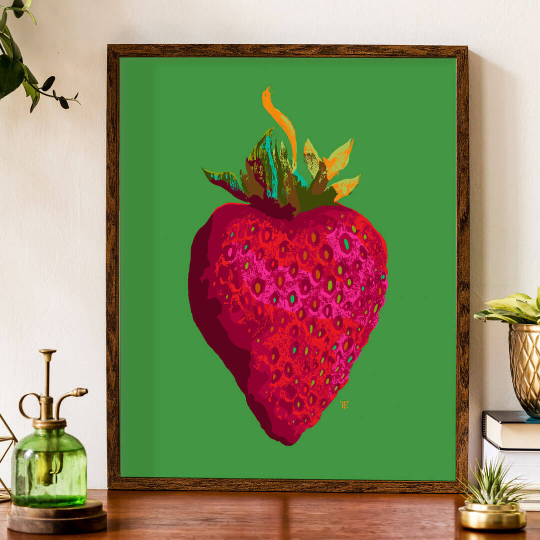 Modern Strawberry Art Print | Pop Art Strawberry in Bold Colors – Elise ...
