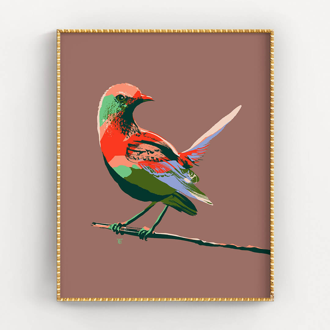 Vintage Mockingbird Illustration Realistic Full Body Mockingbird