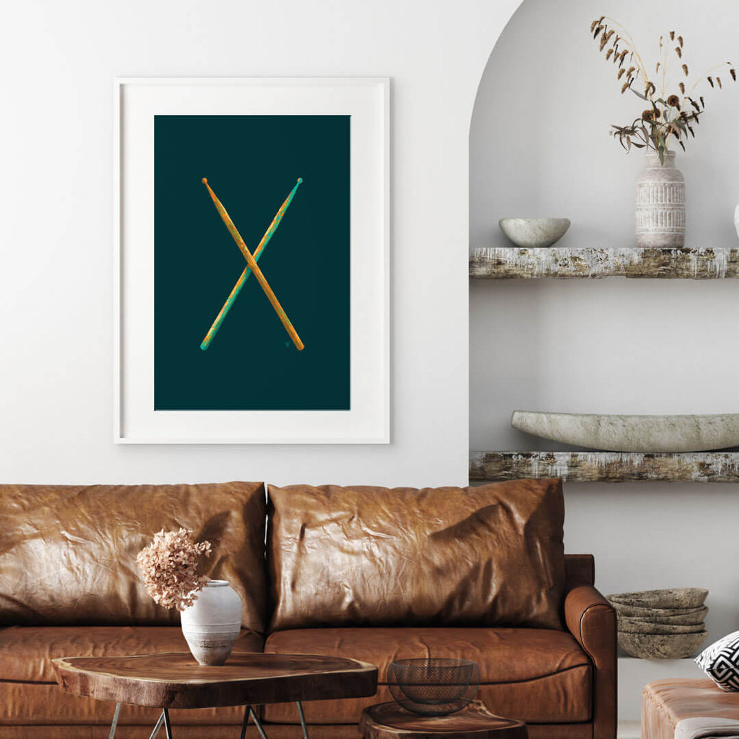Modern Drumsticks Art Print | Drum Sticks Poster | Cool Percussion Art ...