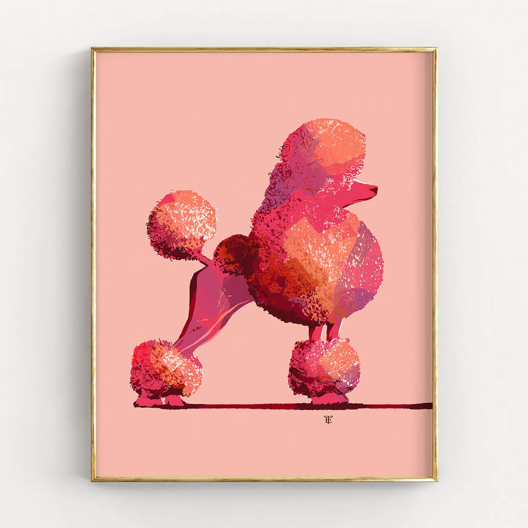 Modern Poodle Art Print | Light & Hot Pink | Pop Art Poodle Painting ...